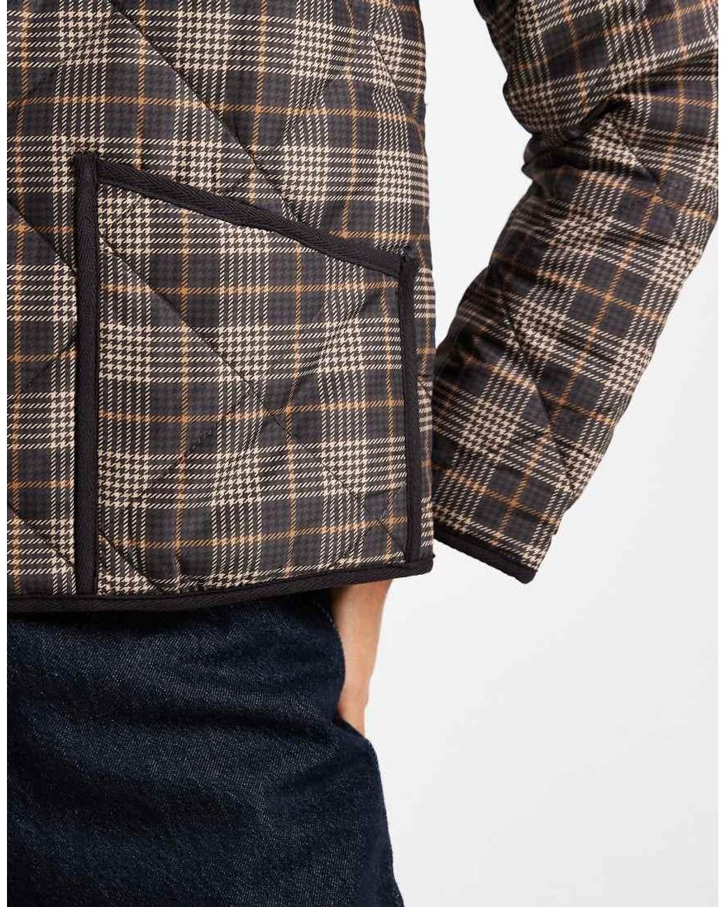 New Look Quilted Check Barn Jacket in Blue | Lyst UK