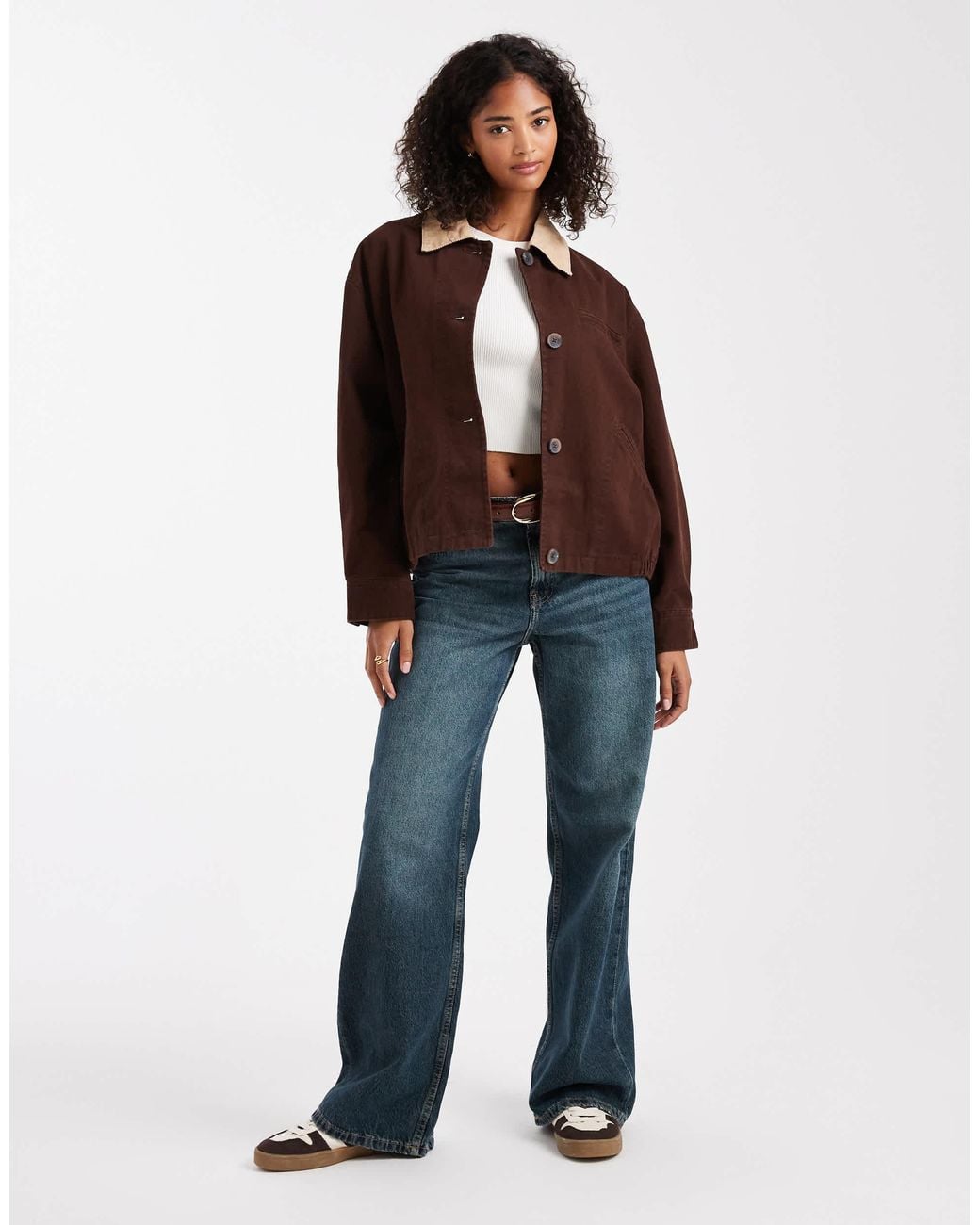 ASOS Bomber Barn Jacket With Stone Collar in Brown | Lyst