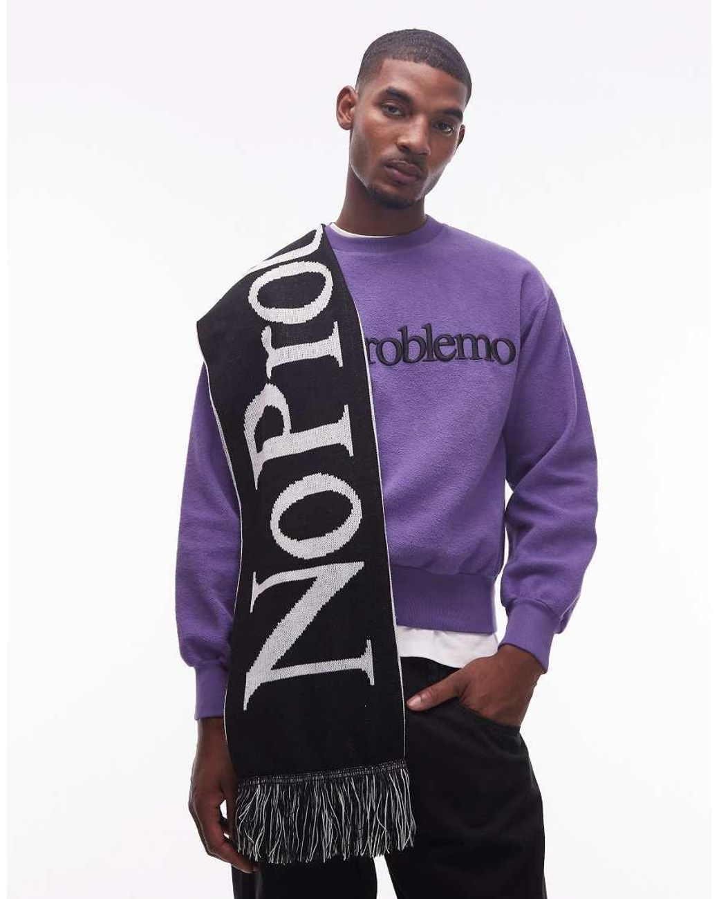 No Problemo Logo Reversible Scarf in Purple for Men | Lyst UK