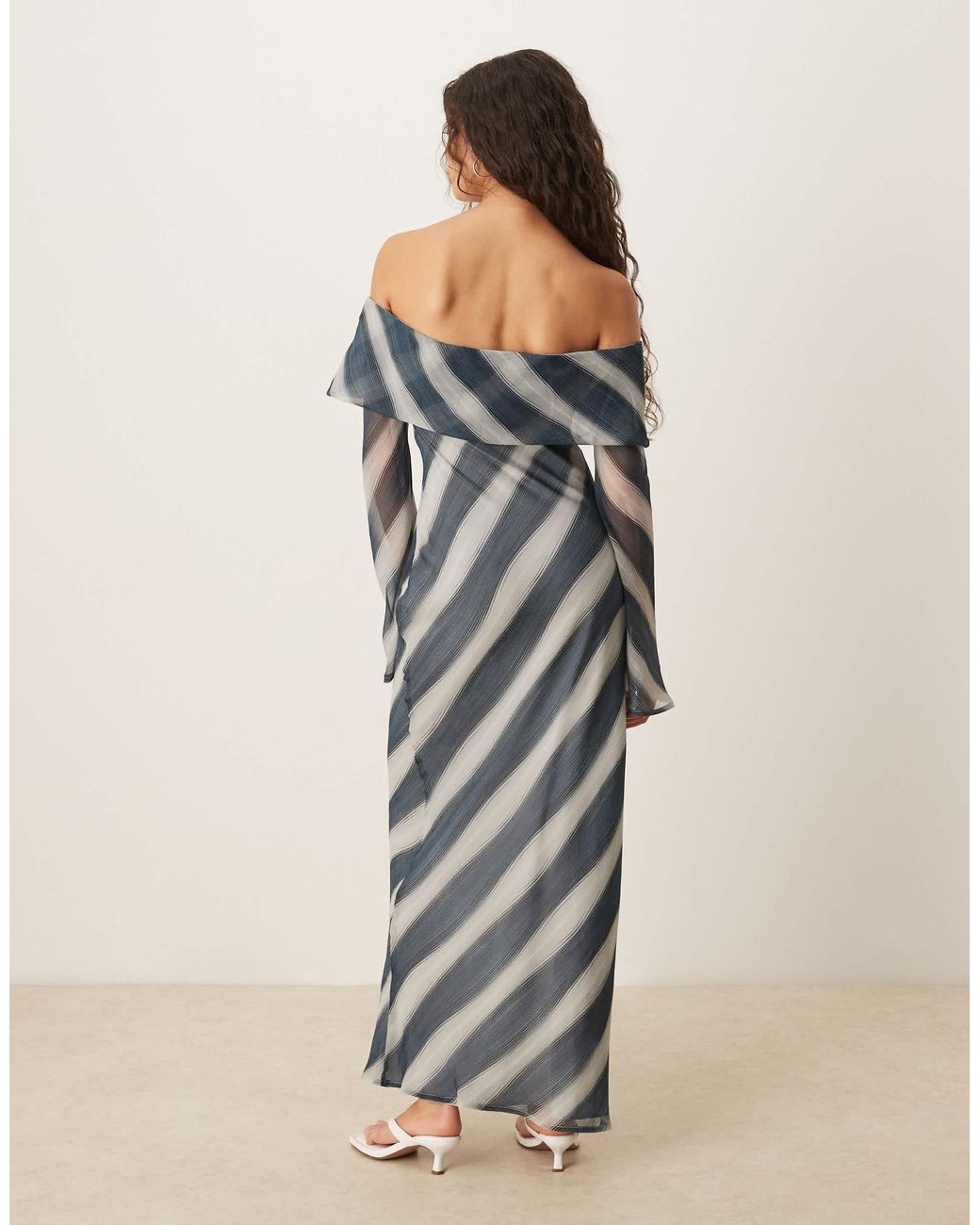 ASOS Fold Over Bardot Midi Dress | Lyst