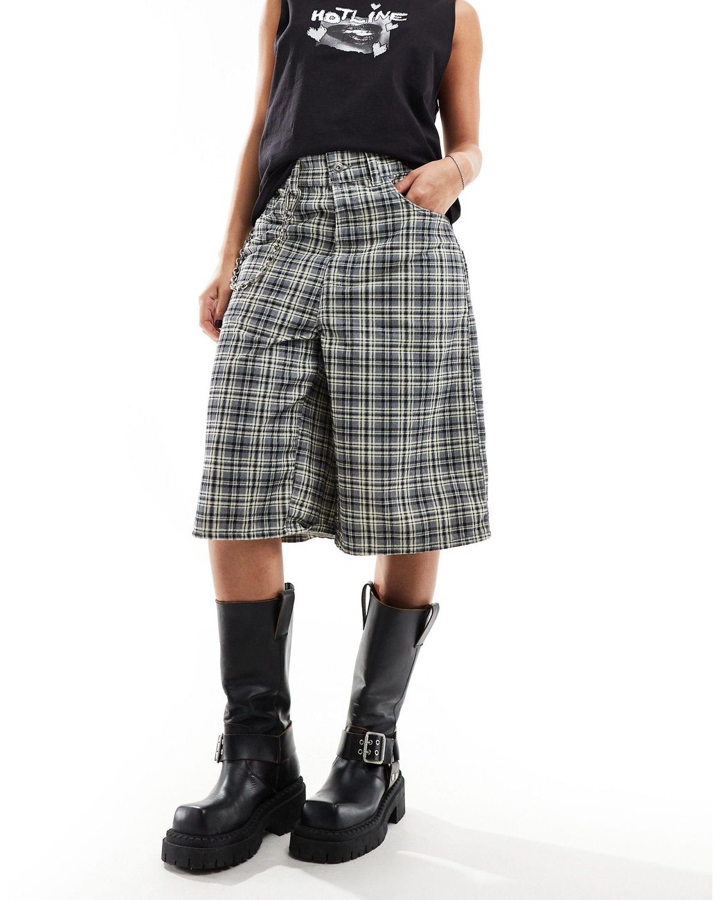 Collusion Denim Skater Jorts in Black | Lyst