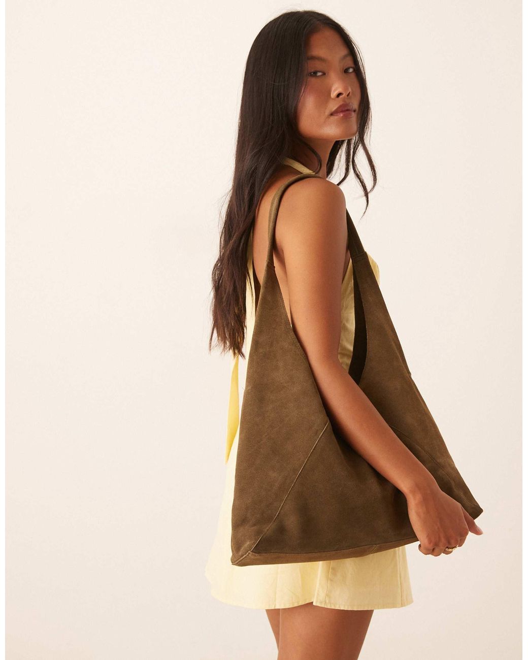 Mango Slouchy Suede Shoulder Bag in Brown | Lyst