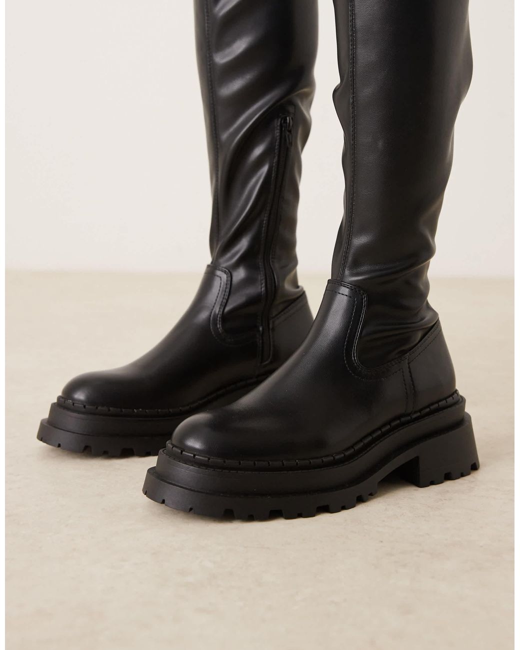 ASOS Kendra Chunky Over The Knee Boots in Black | Lyst
