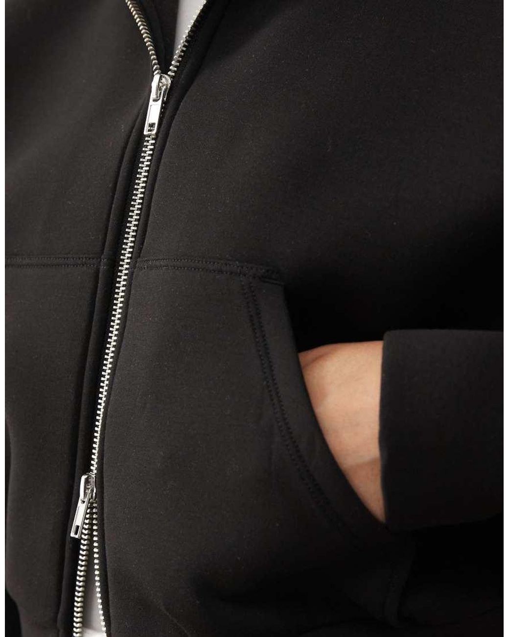 Weekday Danni Scuba-Style Fabric Zip Hoodie in Black | Lyst UK