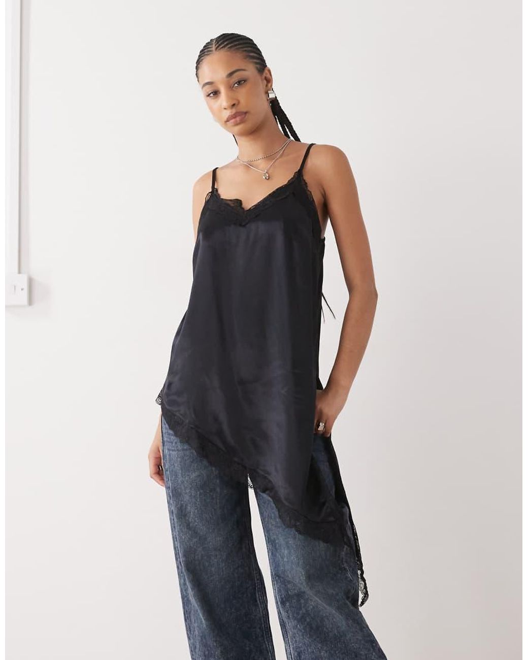 Reclaimed (vintage) Longline Layering Cami Top With Asymmetric Hem And ...