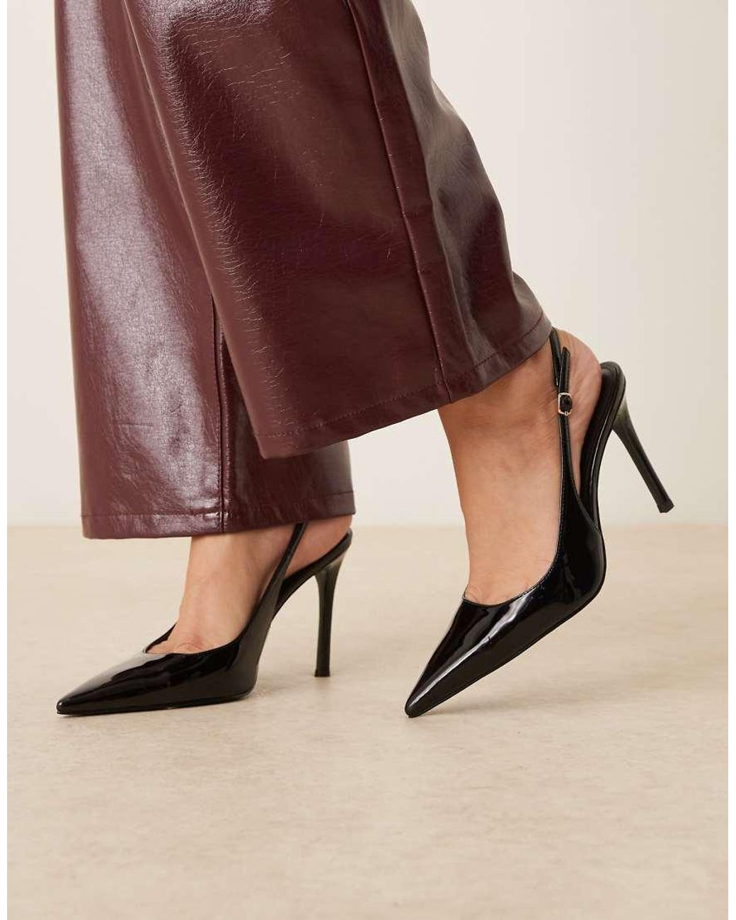 Mango Classic Sling Back Heels in Brown | Lyst UK