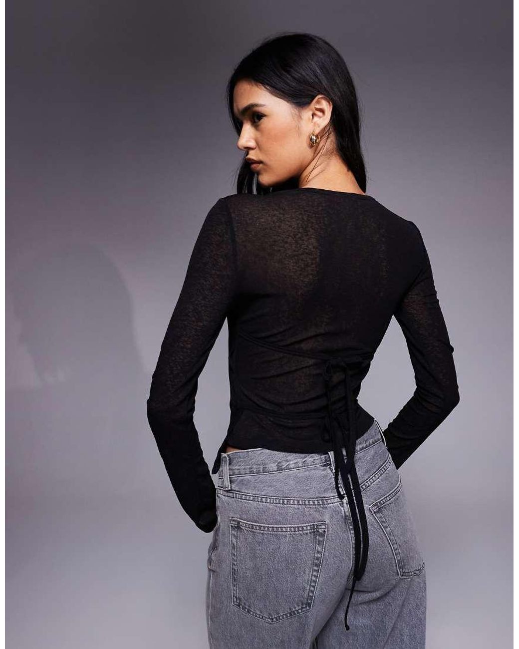 ASOS Gauzy Sheer Double Layer Top in Blue | Lyst UK