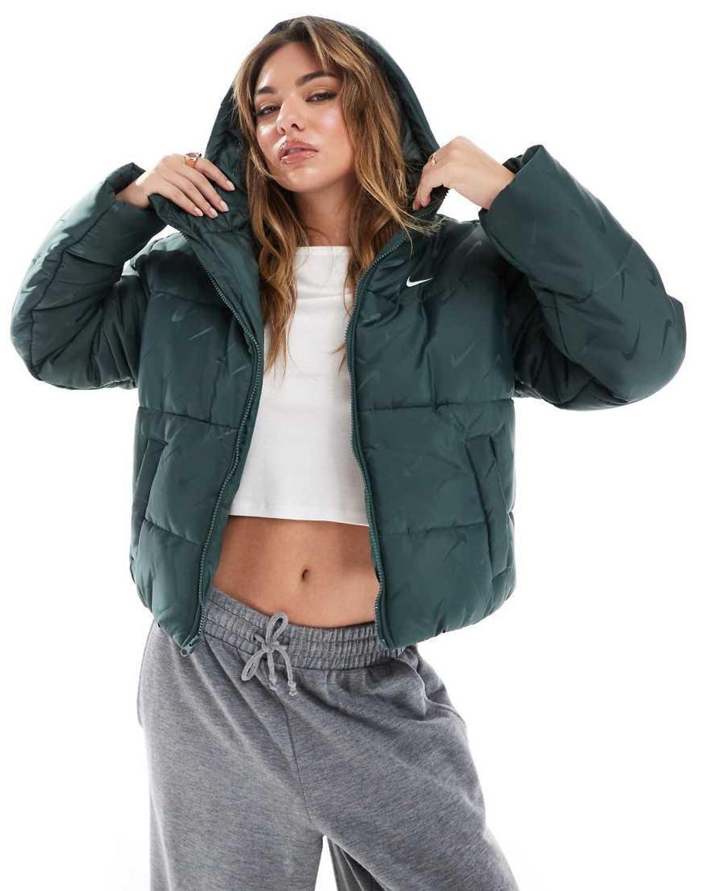 Nike Essential Crop Puffer in Blue | Lyst UK