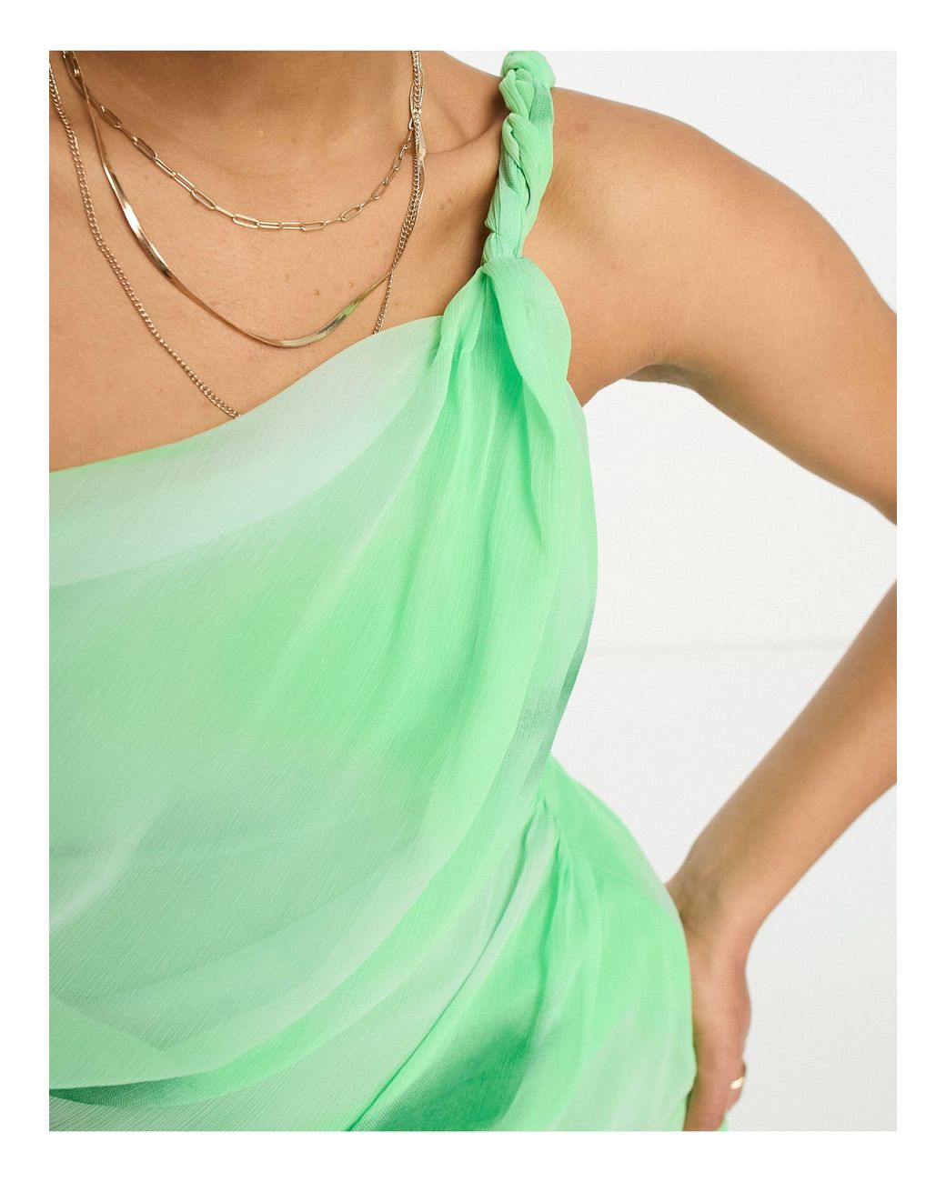 Asos Asos Design Tall Twist Off Shoulder Maxi Dress In Green Lyst