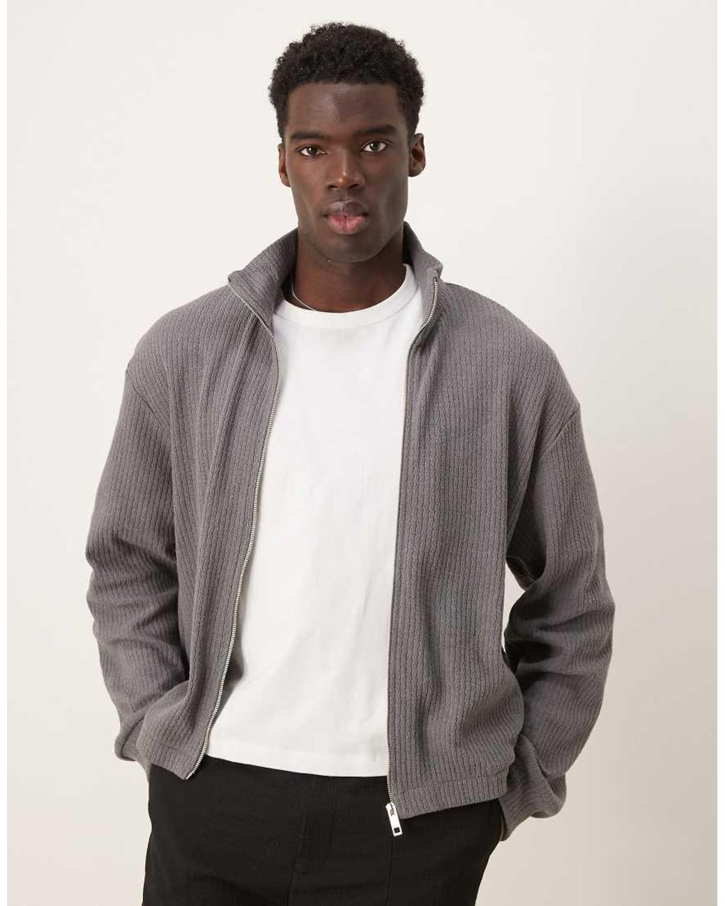 ASOS Oversized Boxy Zip Through Track Jacket With Brushed Rib And ...