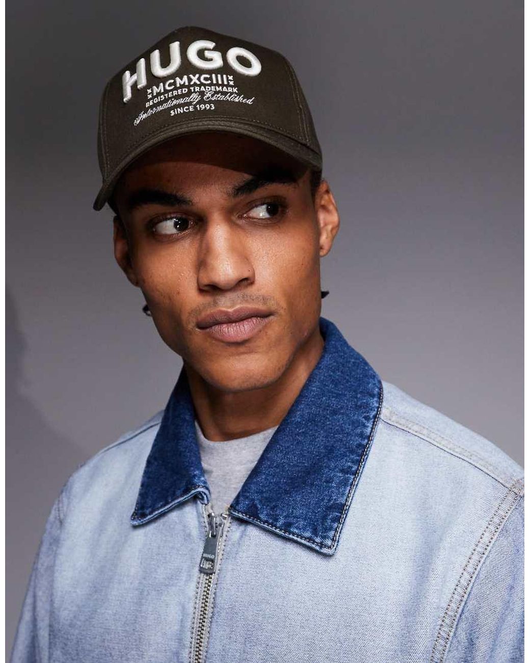 HUGO Merk Label Logo Baseball Cap in Blue for Men | Lyst UK
