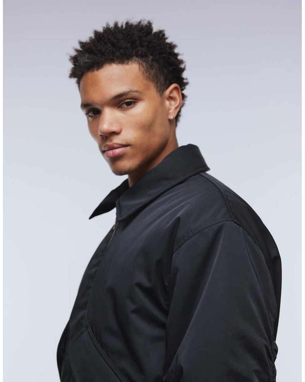 Weekday Oversized Bomber Jacket With Collar in Black for Men | Lyst UK