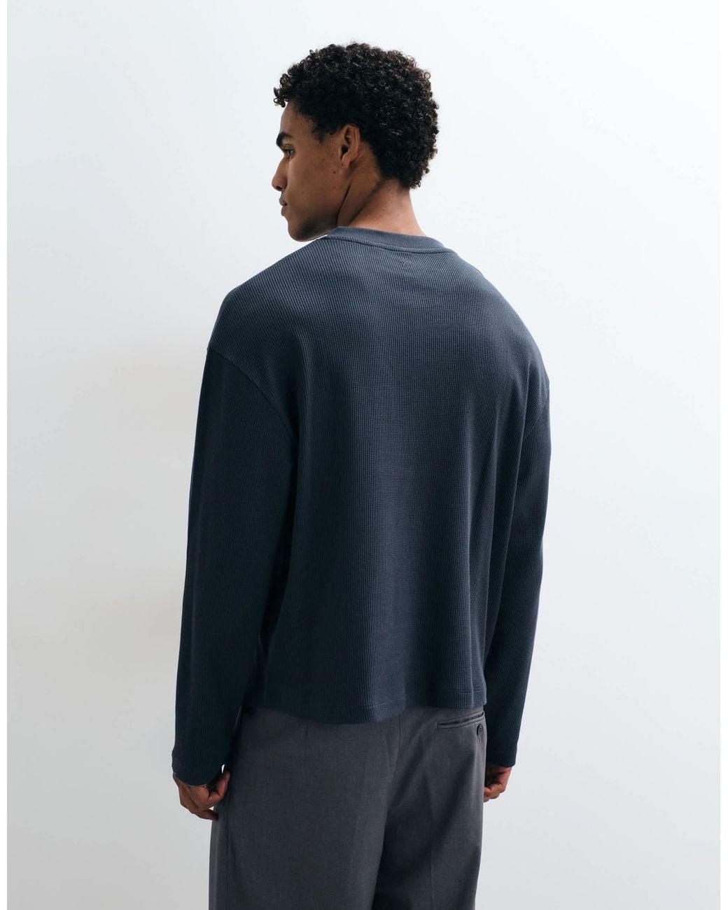 Collusion Boxy Oversized Long Sleeve Henley T-shirt in Blue for Men | Lyst
