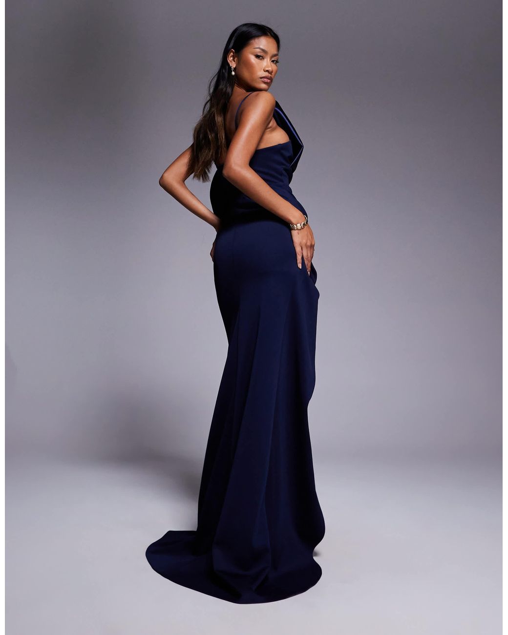 ASOS Premium Red Carpet Maxi Dress With High Hip Detailing in Blue | Lyst