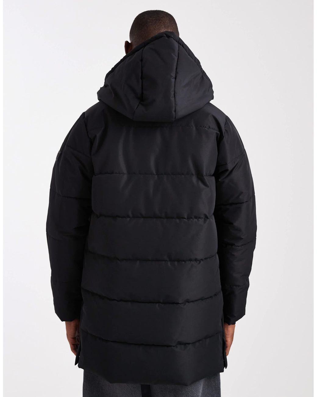 Only & Sons Waterproof Longline Puffer Jacket With Hood in Black for ...