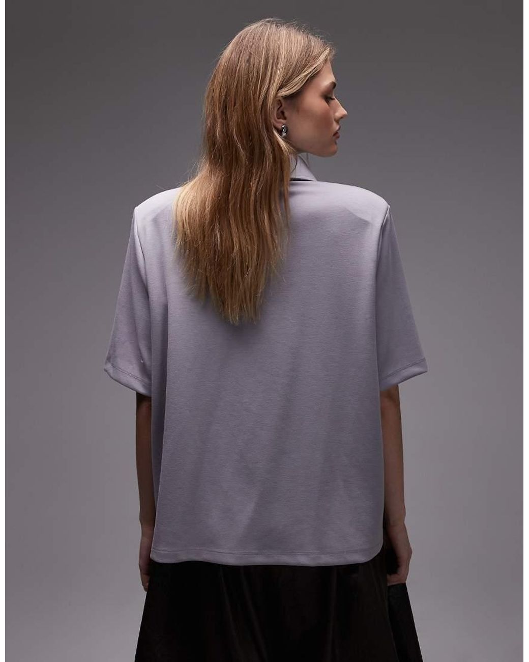 ASOS Boxy Polo Shirt Top in Blue | Lyst UK