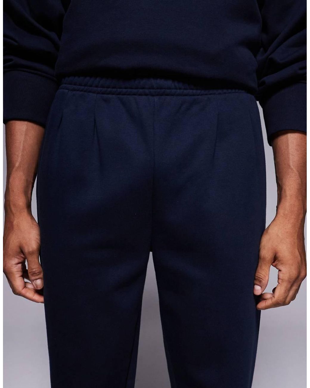 ASOS Straight Leg Trackies With Pleats in Blue for Men | Lyst UK