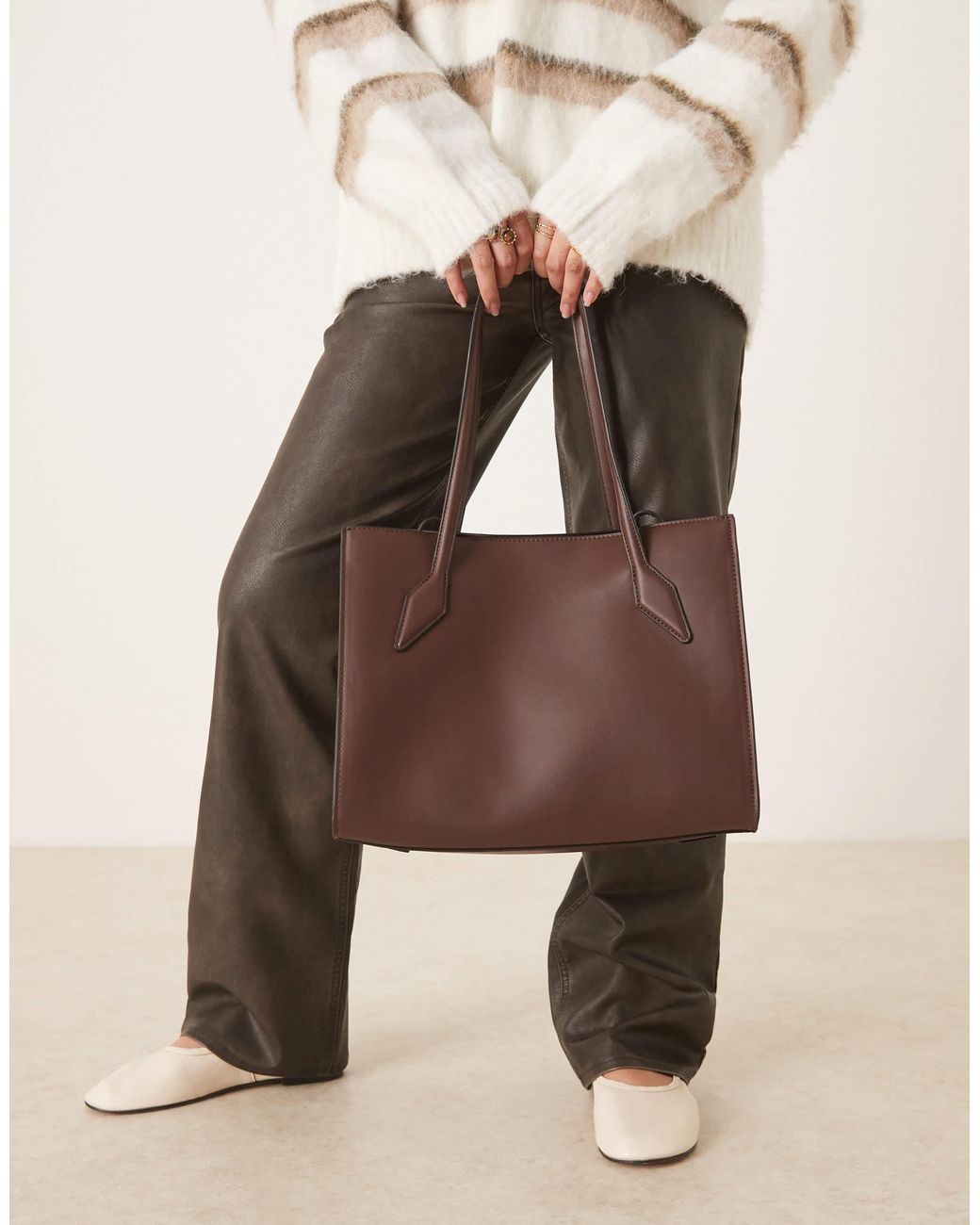 ASOS Boxy Tote Bag in Brown | Lyst