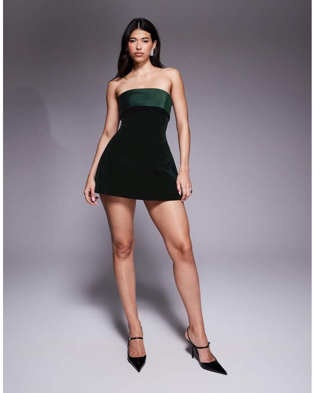 Murci Exclusive Satin Trim Velvet Mini Dress in Black | Lyst UK