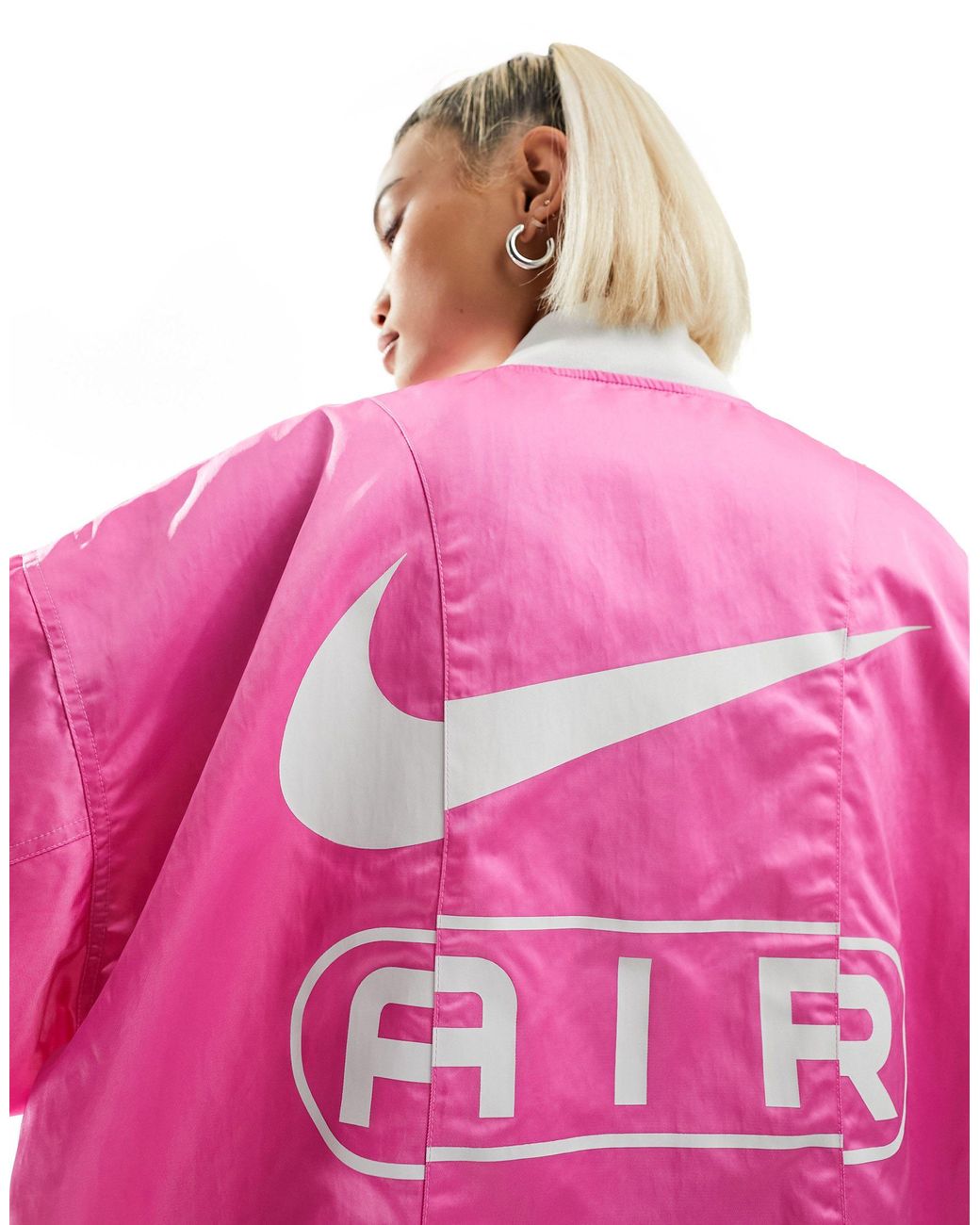Nike Air Oversized Woven Bomber Jacket in Pink | Lyst