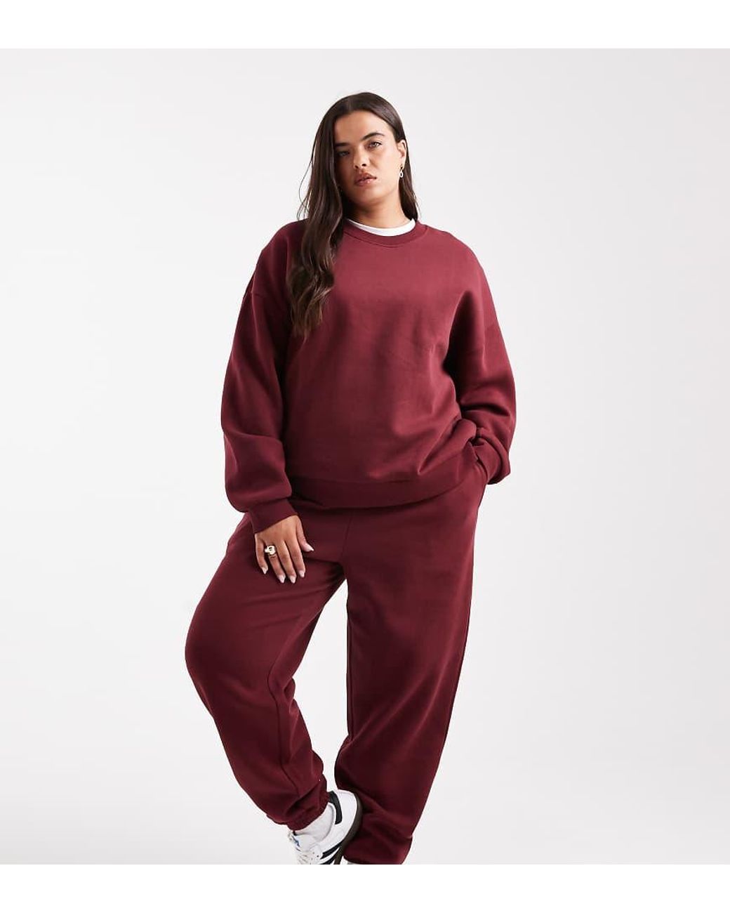 ASOS Asos Design Curve Ultimate Cuffed Brushback jogger in Red | Lyst UK