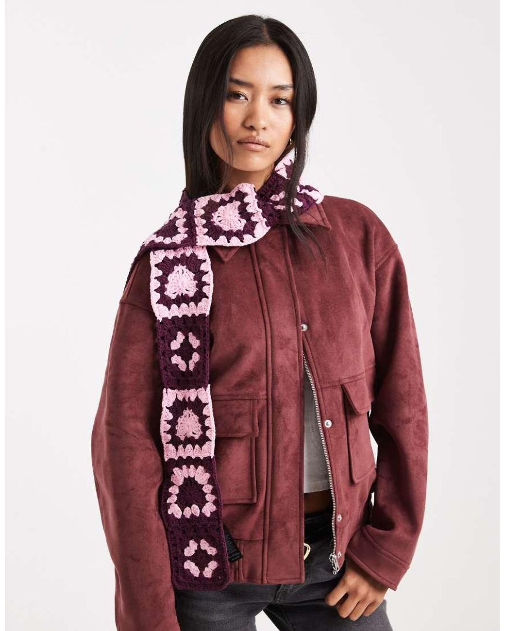 Miss Selfridge Crochet Skinny Scarf in Red | Lyst UK