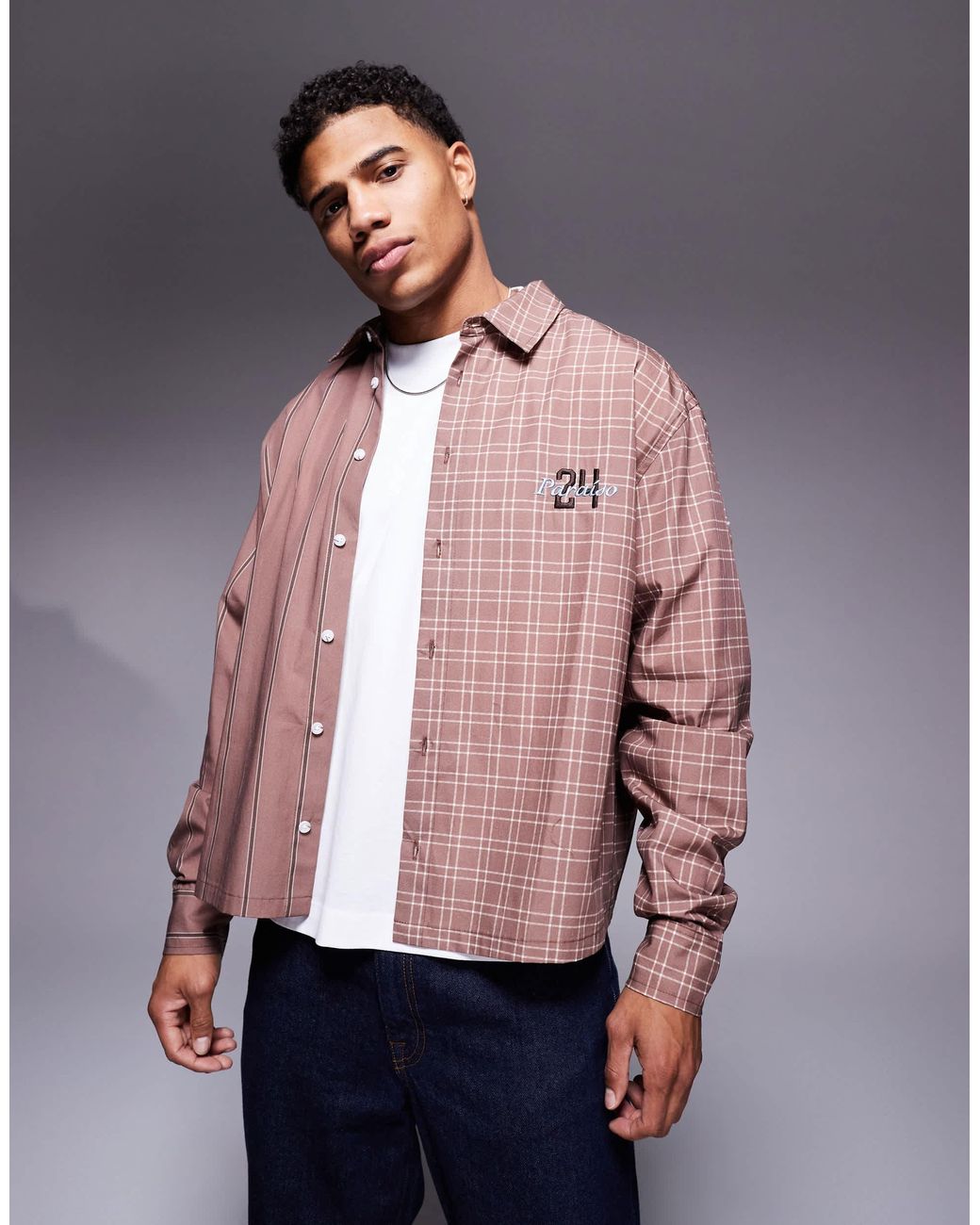 ASOS Oversized Boxy Shirt With Contrast Print And Embroidered Detail in ...