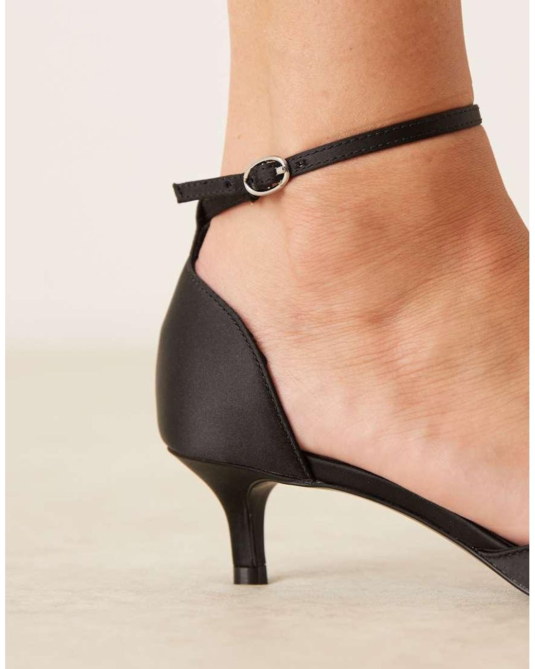 Mango Pointed Closed Back Heeled Shoe in Natural | Lyst UK