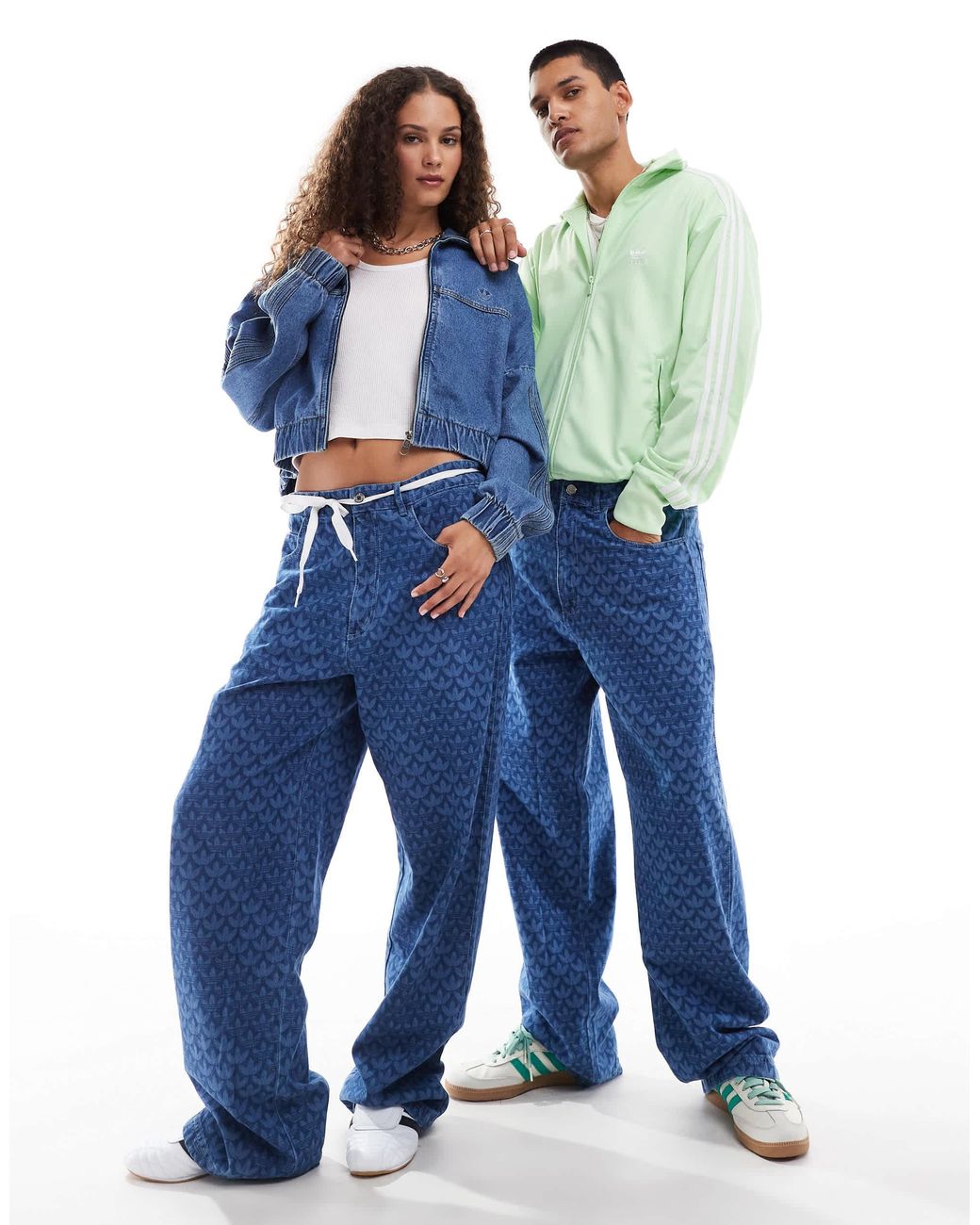 adidas Originals Trefoil Monogram Jeans in Blue | Lyst Australia