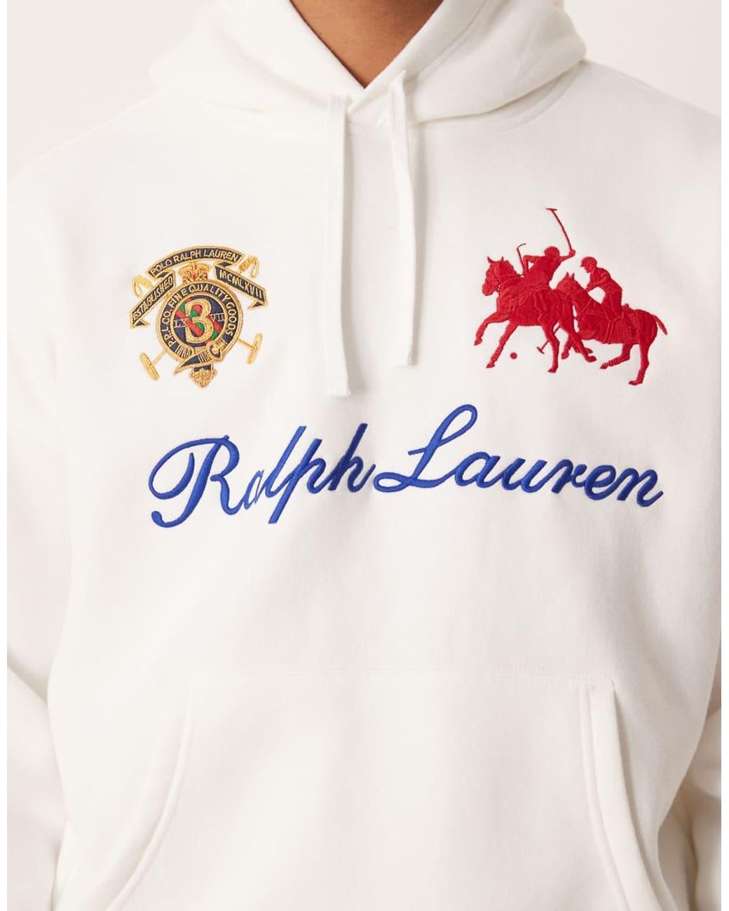 Polo Ralph Lauren Chest Script Crest Logo Hoodie in Natural for Men ...