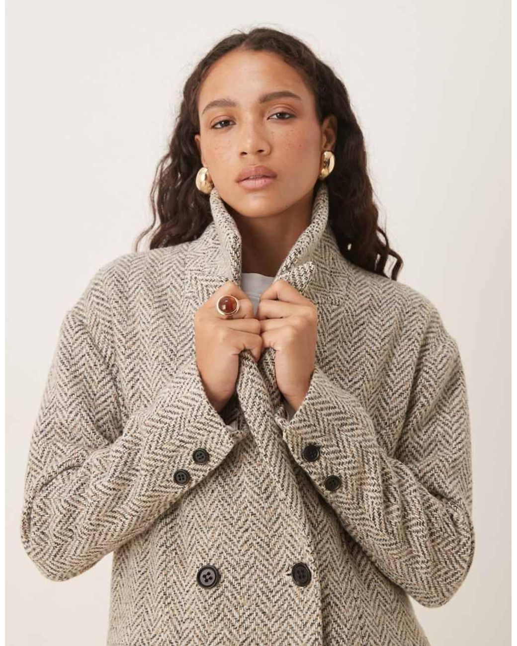 Glamorous Oversized Tailored Coat in Natural | Lyst UK