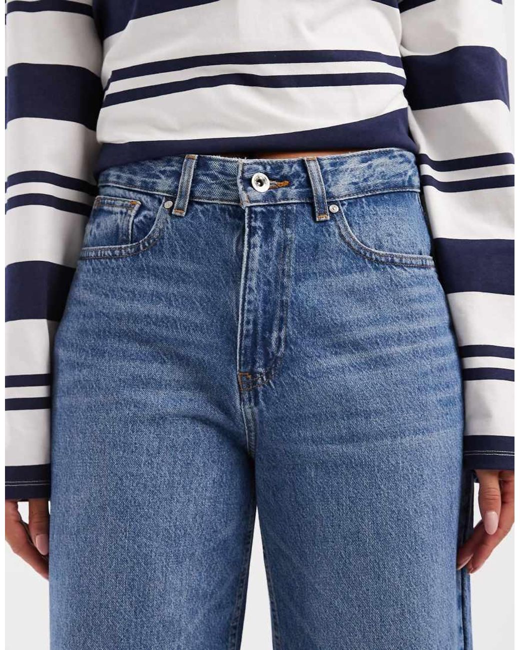 ONLY Bailey High Waist Raw Hem Jeans in Blue | Lyst UK