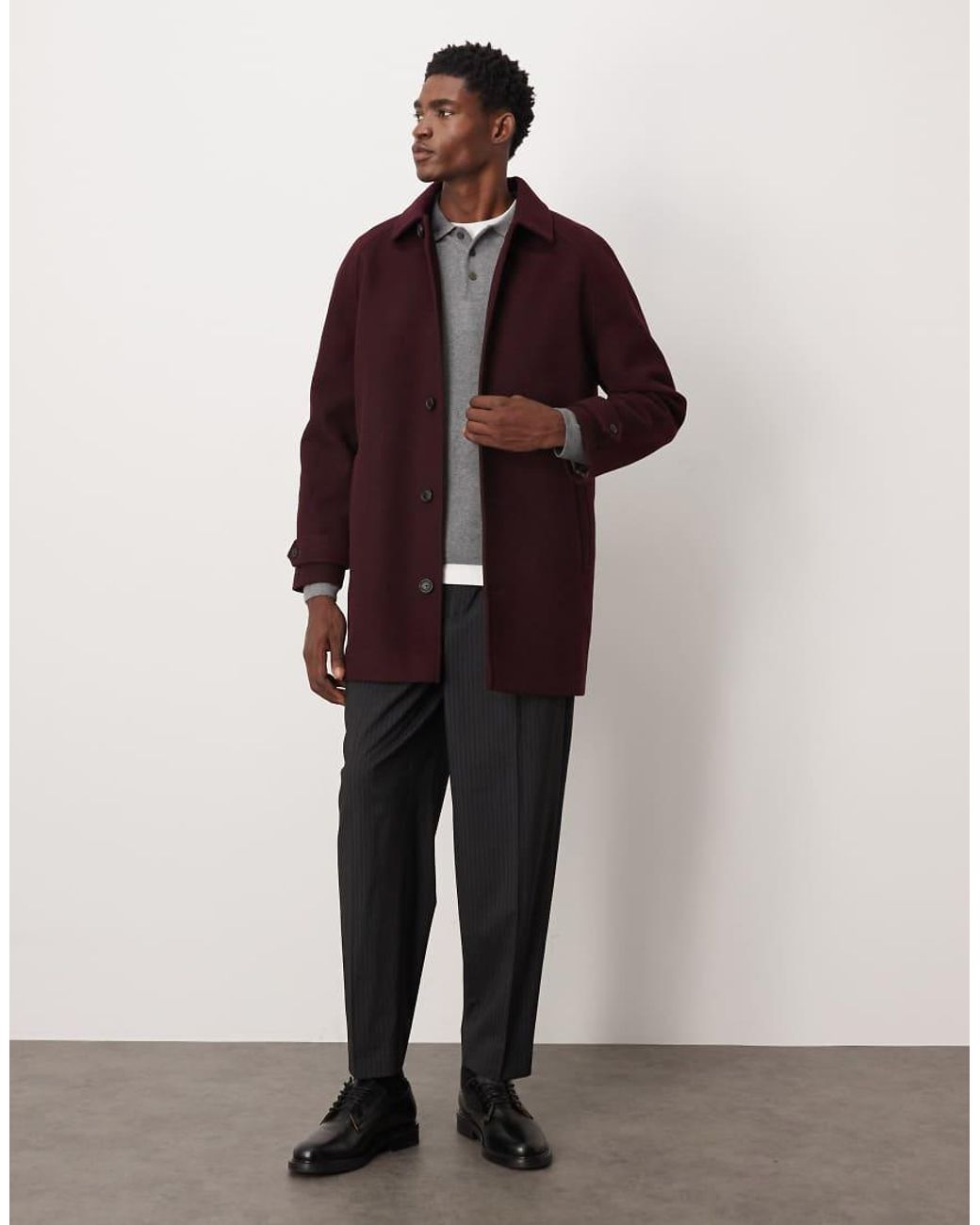 ASOS Wool Look Carcoat in Red for Men | Lyst UK