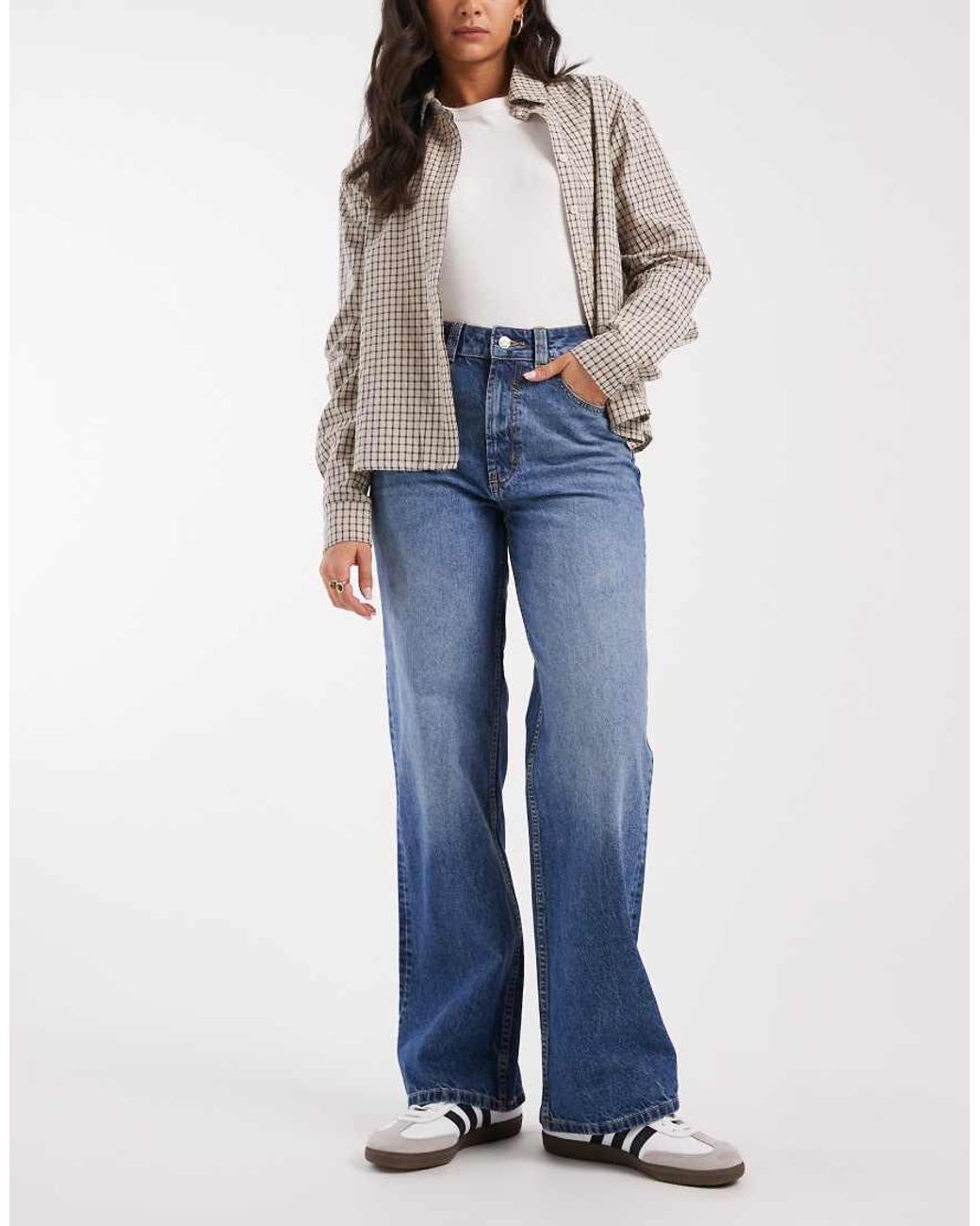 ASOS Wide Leg Dad Jeans in Blue | Lyst UK
