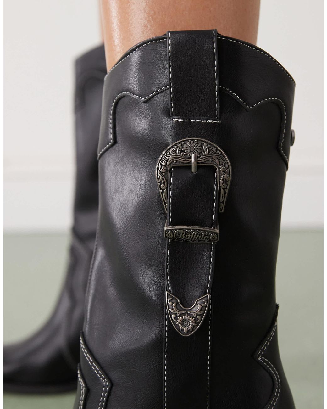 Buffalo West Buckle Boot in Black | Lyst