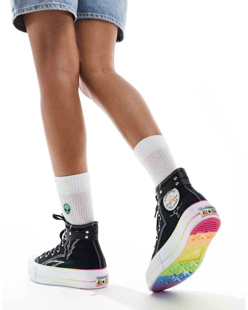 Converse Pride Chuck Taylor All Star Lift Hi Trainers in White | Lyst UK