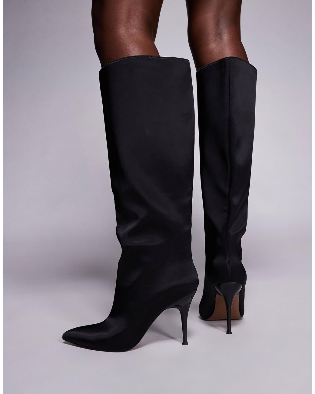 ASOS Corinne Stiletto Heeled Knee Boots in Black | Lyst