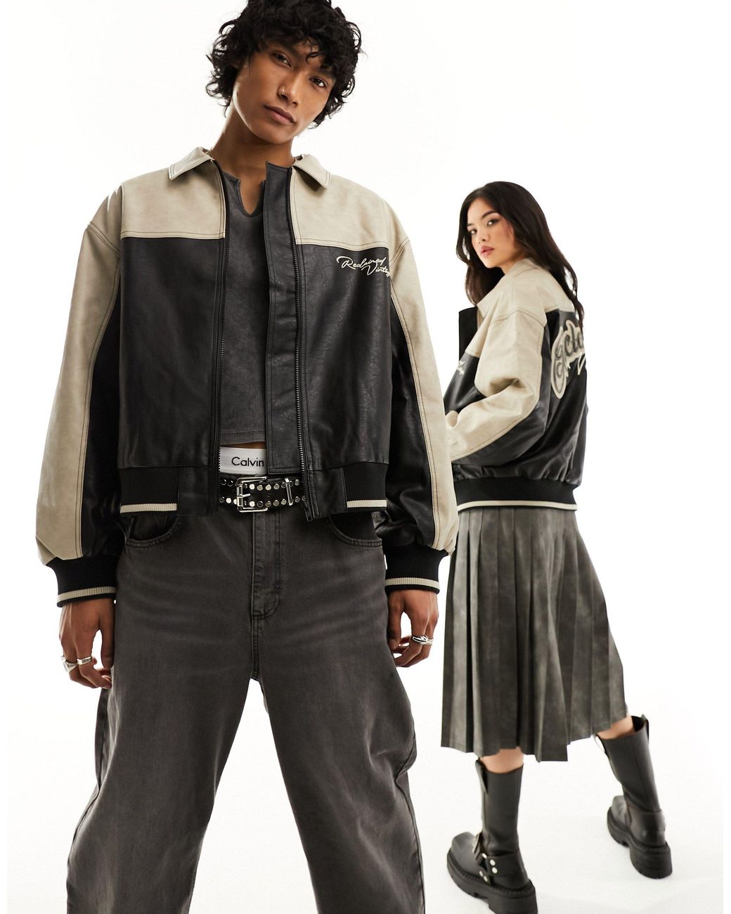 Reclaimed Vintage Unisex Motor Bomber Jacket in Black | Lyst
