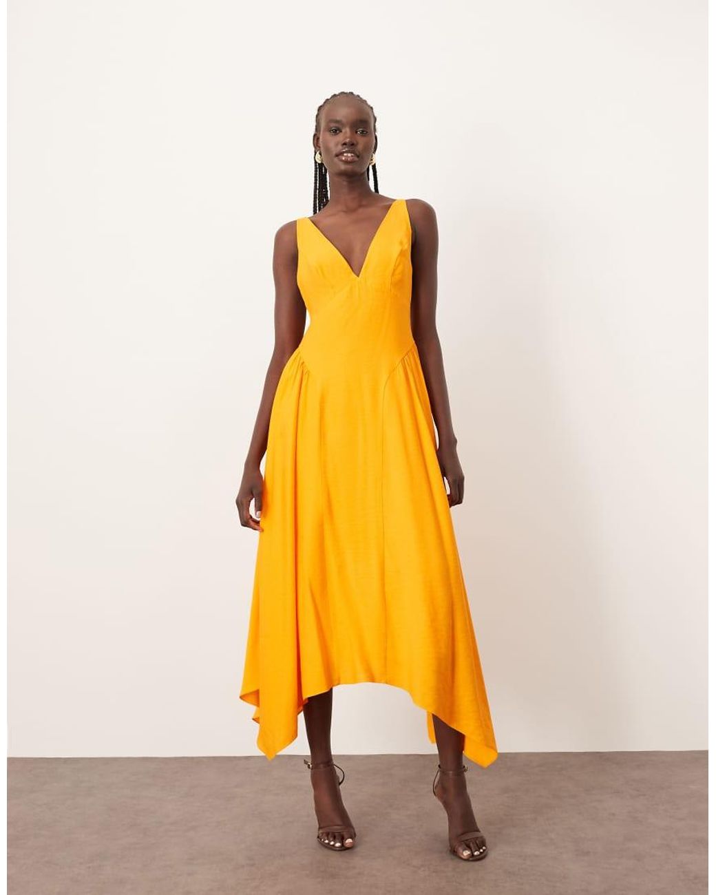ARRANGE Cross Back Detail Maxi Dress With Full Skirt in Yellow | Lyst UK