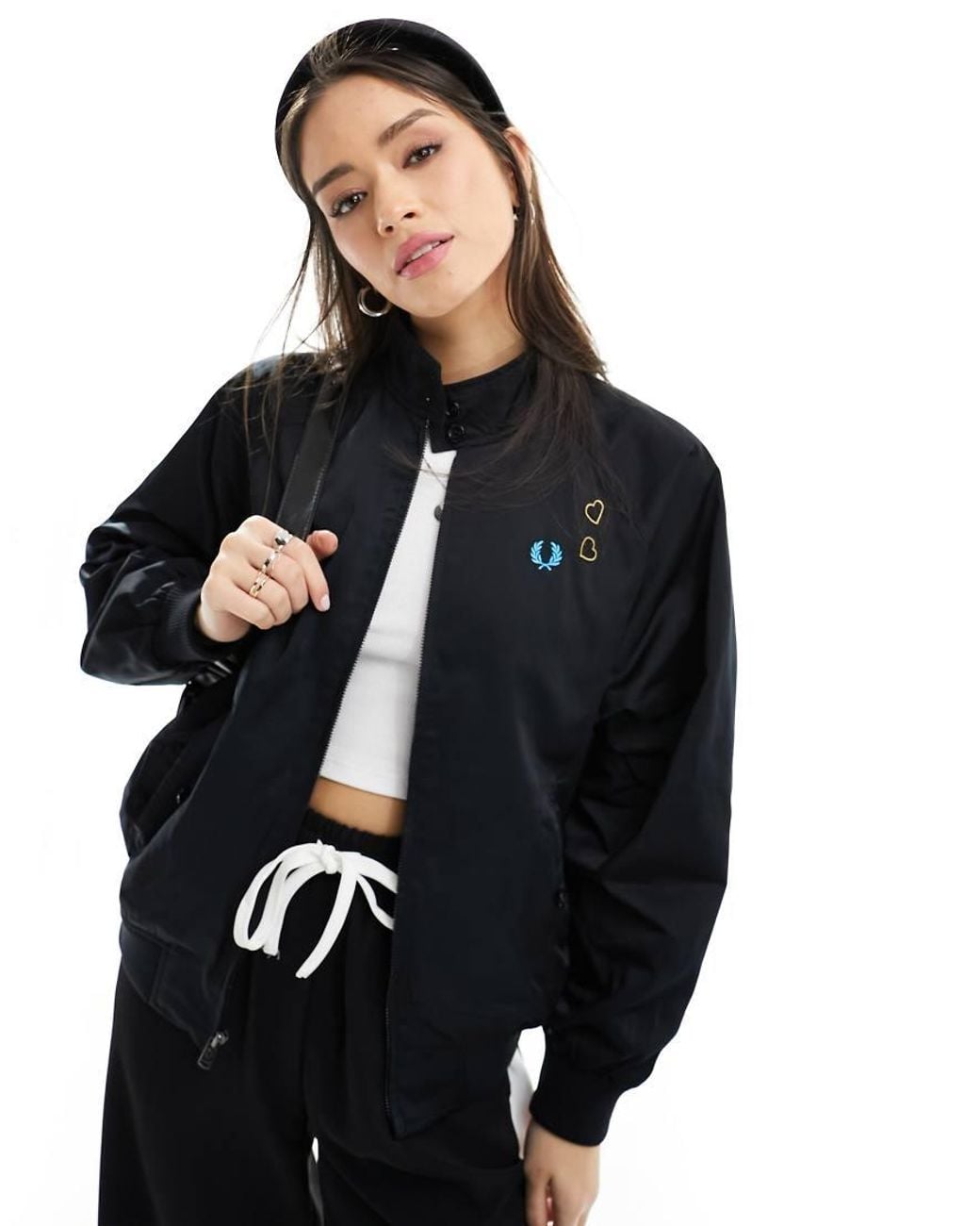 Fred Perry Laurel Wreath Harrington Jacket in Black | Lyst UK