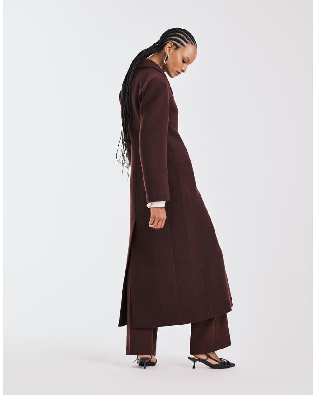 ASOS Premium Brushed Wool Blend Sculpted Coat in Red | Lyst UK