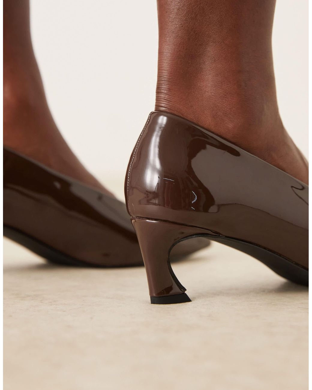 Glamorous Kitten Heel Court Shoes in Natural | Lyst
