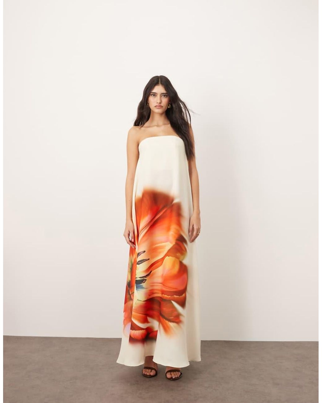 ARRANGE Structured Bandeau Column Maxi Dress With Internal Corset in ...