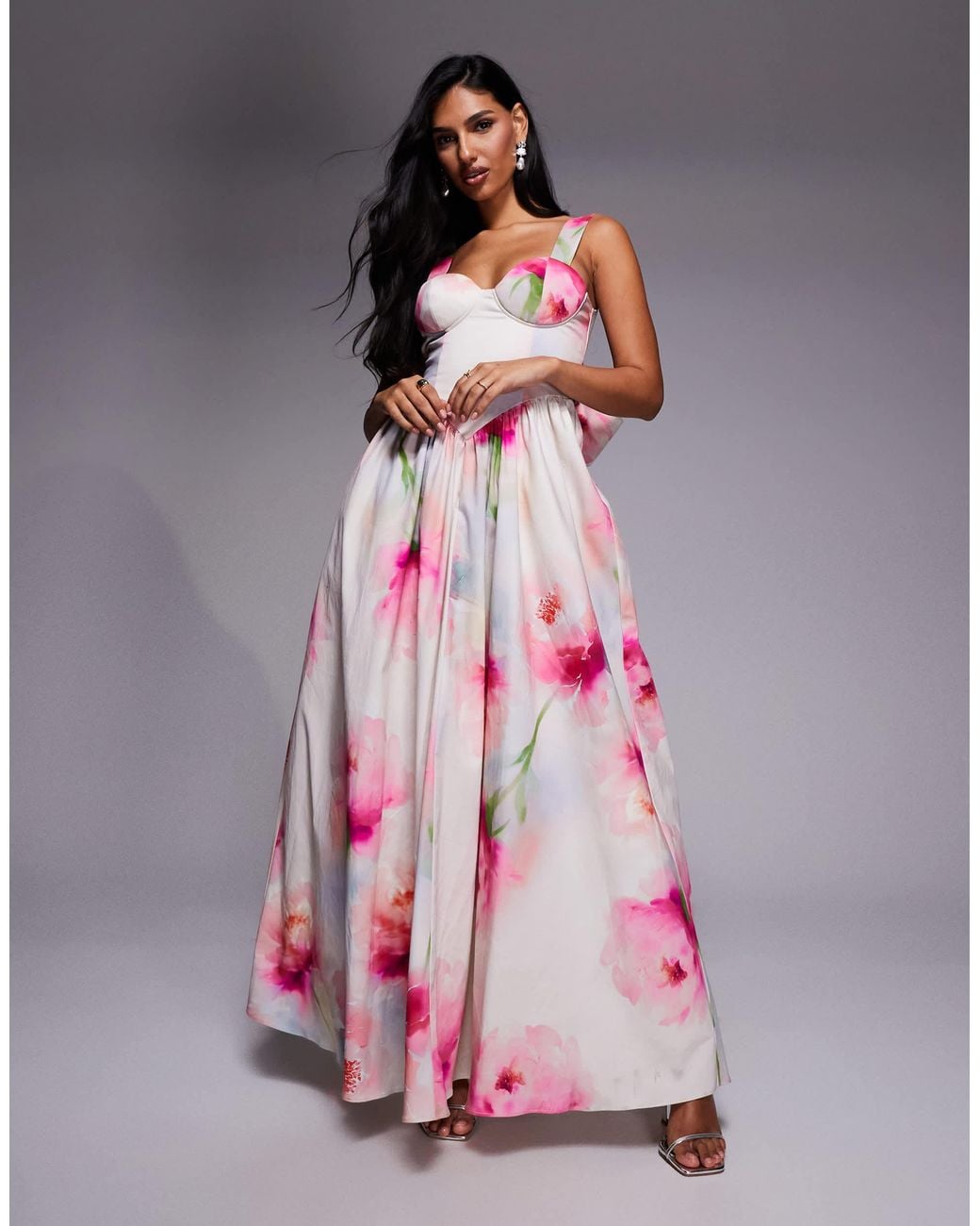 ASOS Premium Maxi Dress in Pink | Lyst