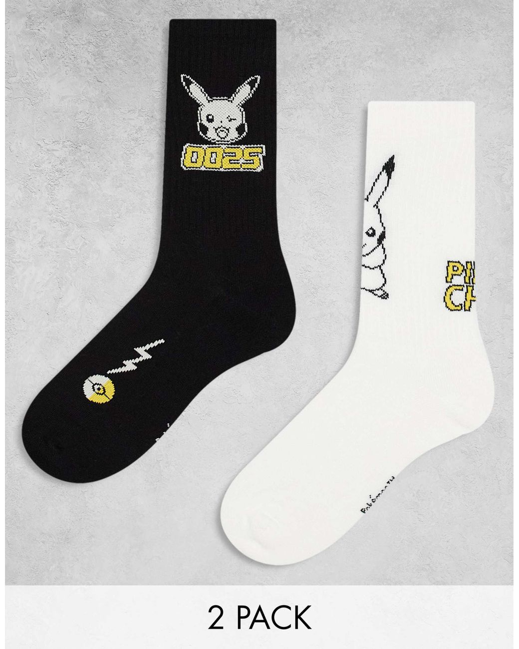 ASOS 2 Pack Pokémon Socks With Pikachu Character in Black for Men | Lyst