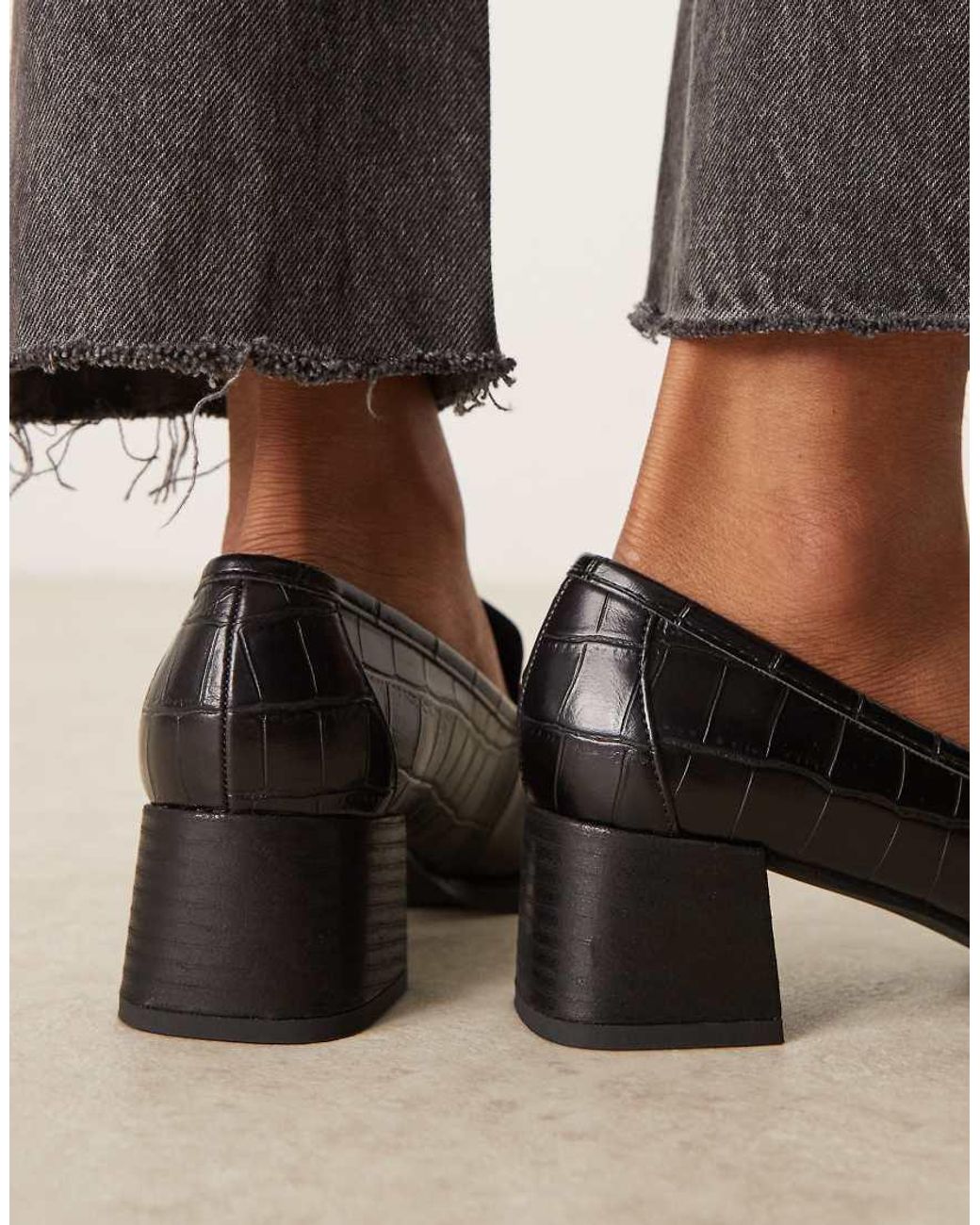 ASOS Siren Mid Heel Loafers in Black | Lyst UK