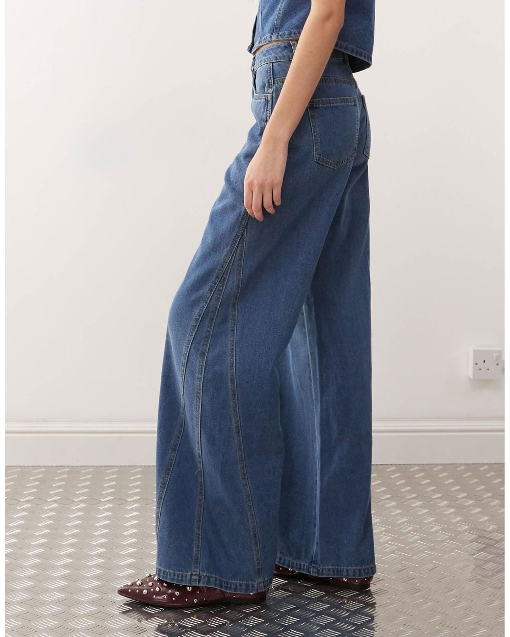 Noisy May Robie High Waisted baggy Jean Co-ord With Flare Insert in ...