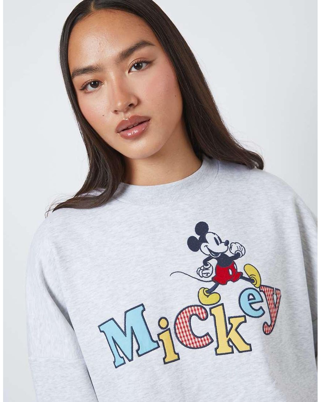Skinnydip London Disney Mickey Gingham Sweatshirt in Grey | Lyst UK