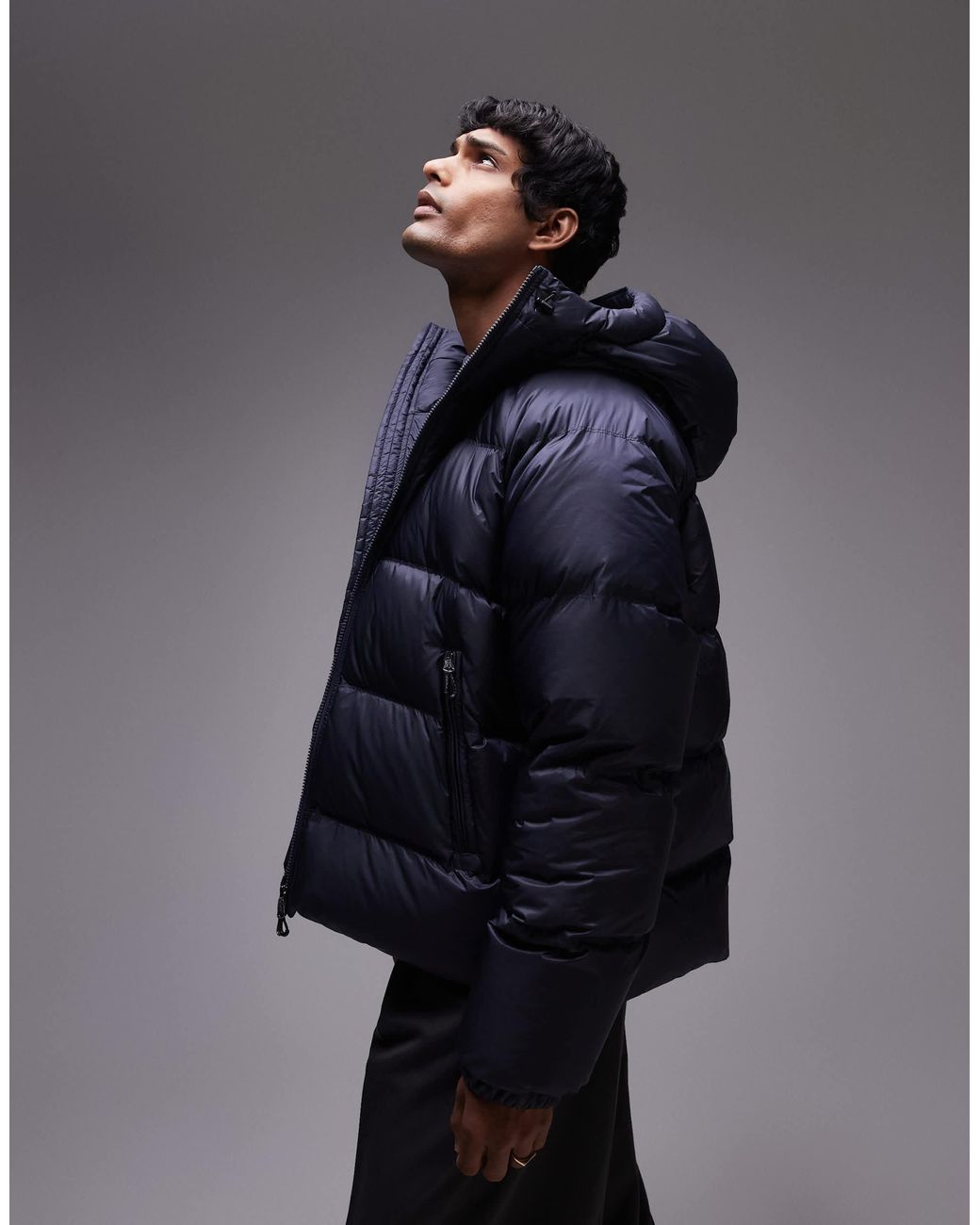 ARKET Sporty Down Jacket With Hood in Blue for Men | Lyst