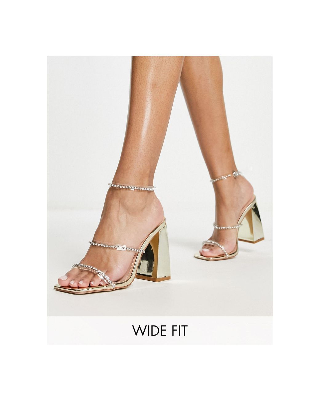 SIMMI Simmi London Wide Fit Inez Block Heel Embellished Sandals in ...